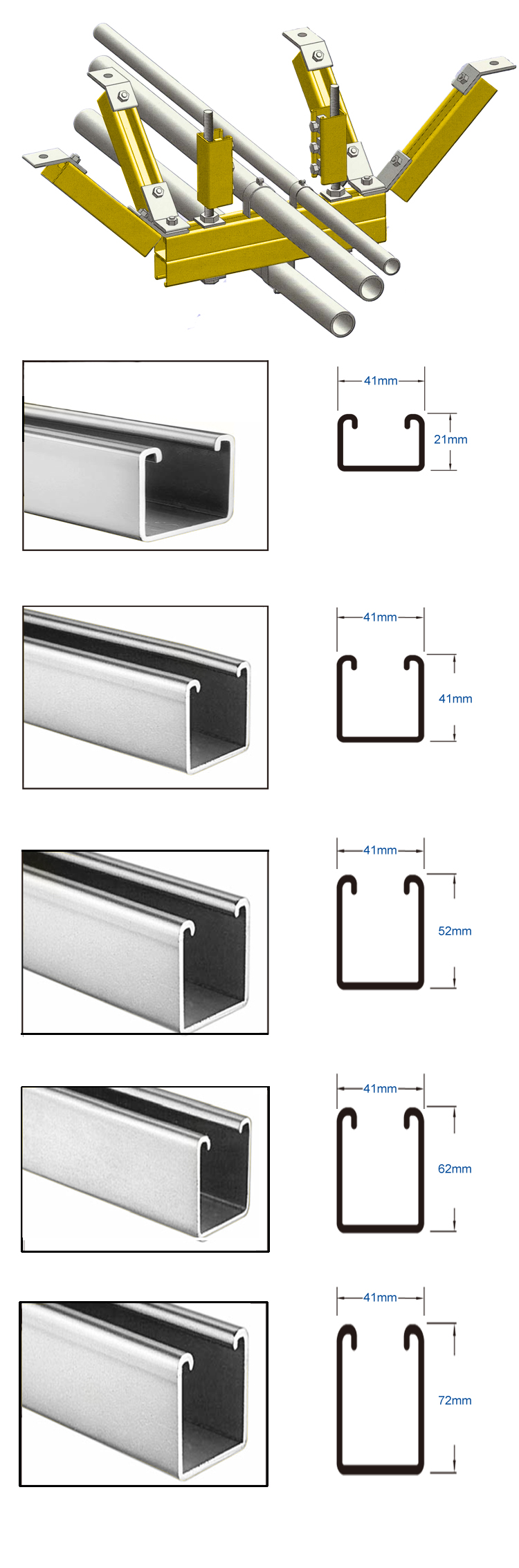 Anti-Seismic Bracing System Carbon Steel Perforated C Strut C Channel ...
